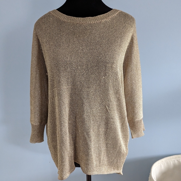 Studio Y | Sweaters | Golden Shimmer Sweater Shirt | Poshmark